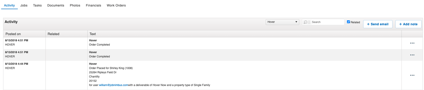 How do I Review a HOVER I Receive in JobNimbus?