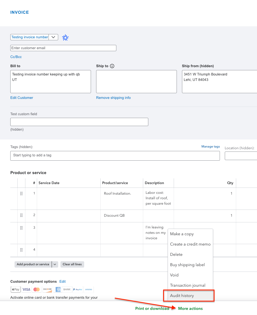 How Do I View the Audit History for Transactions in QuickBooks Online?
