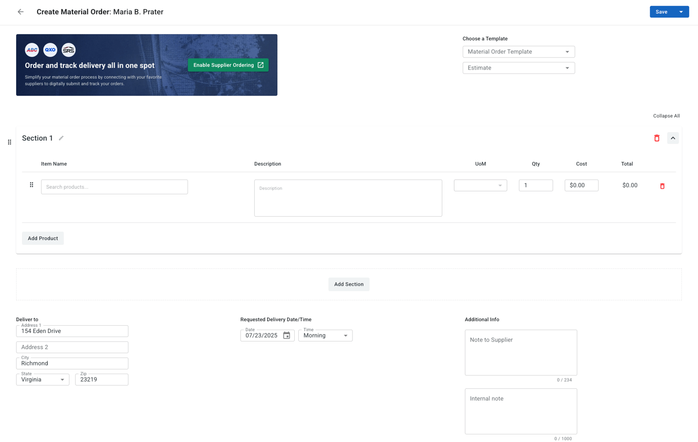 How Do I Create a Material Order?