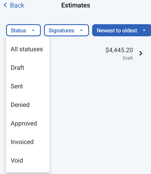 How Do I View an Estimate on the Mobile App?