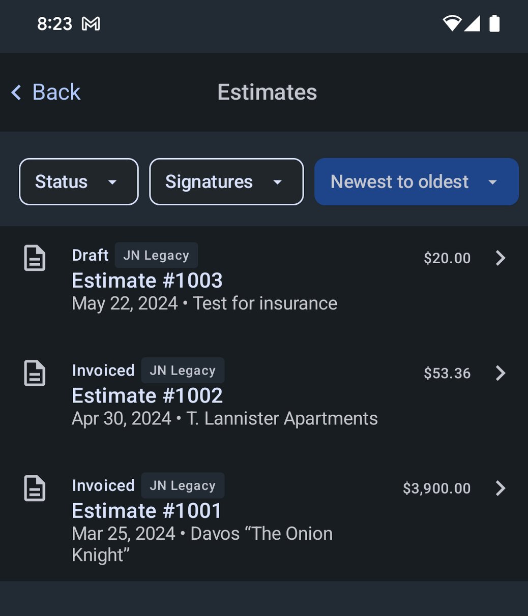 How Do I View an Estimate on the Mobile App?