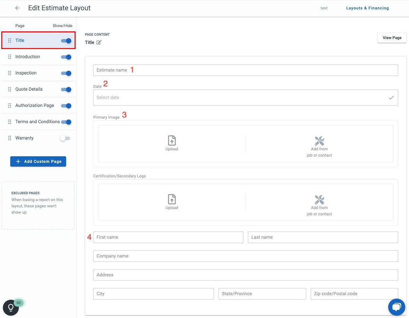 How to Create or Edit Estimate Layouts (New Sales Experience)