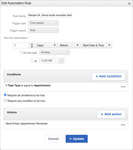How do I create an Automation to send an email reminder before an ...