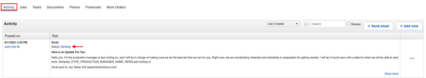 What is the Email Status That I See in My Contact's Activity?