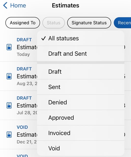How Do I View an Estimate on the Mobile App?
