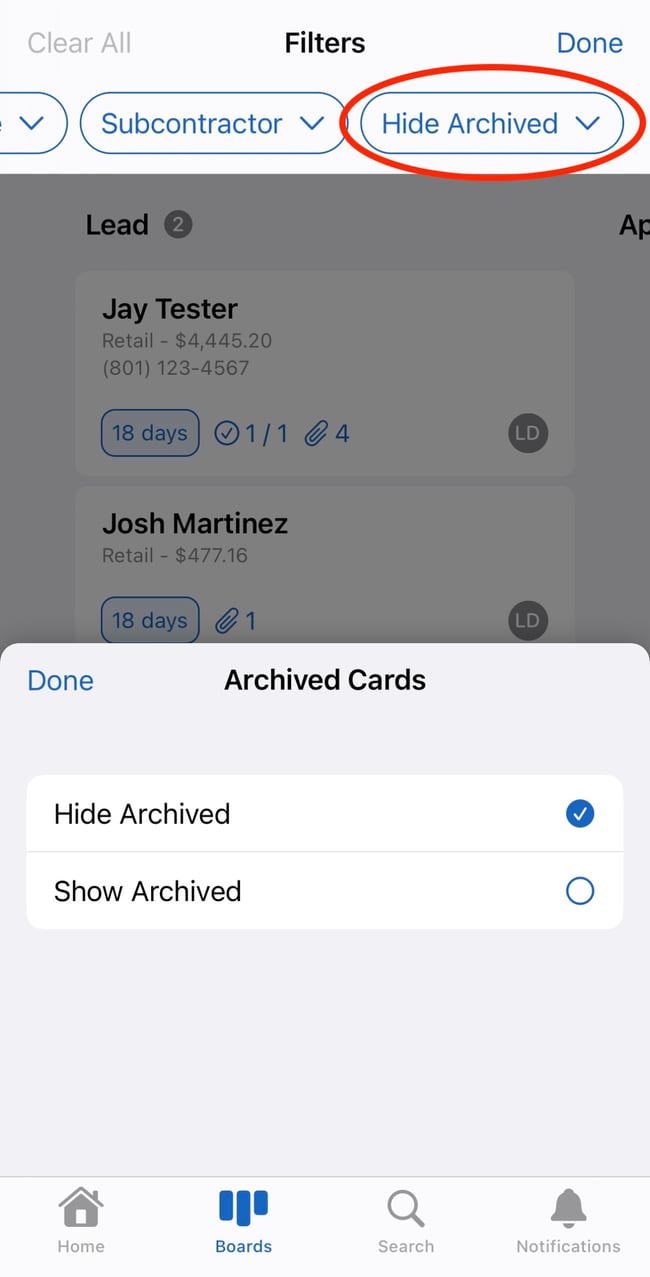 How Do I Use Board Filters on the Mobile App?