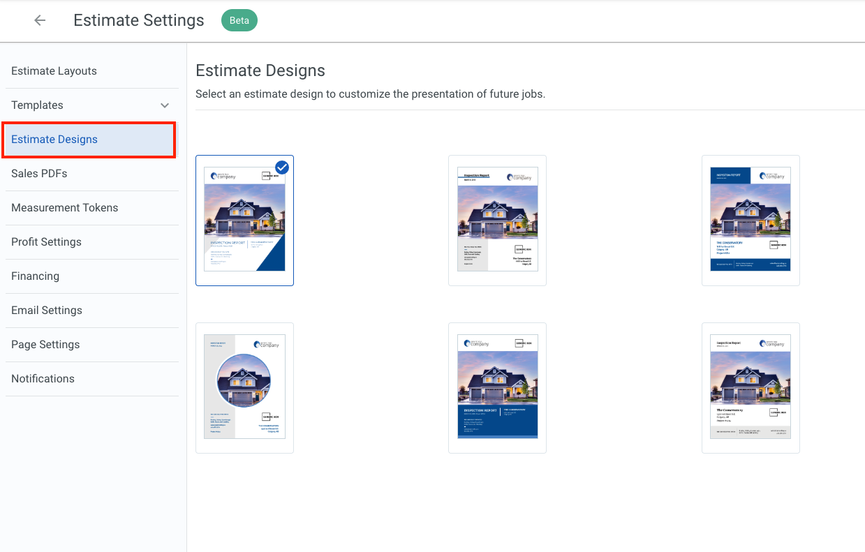How Do I Select a New Estimate Design in the New Sales Experience?