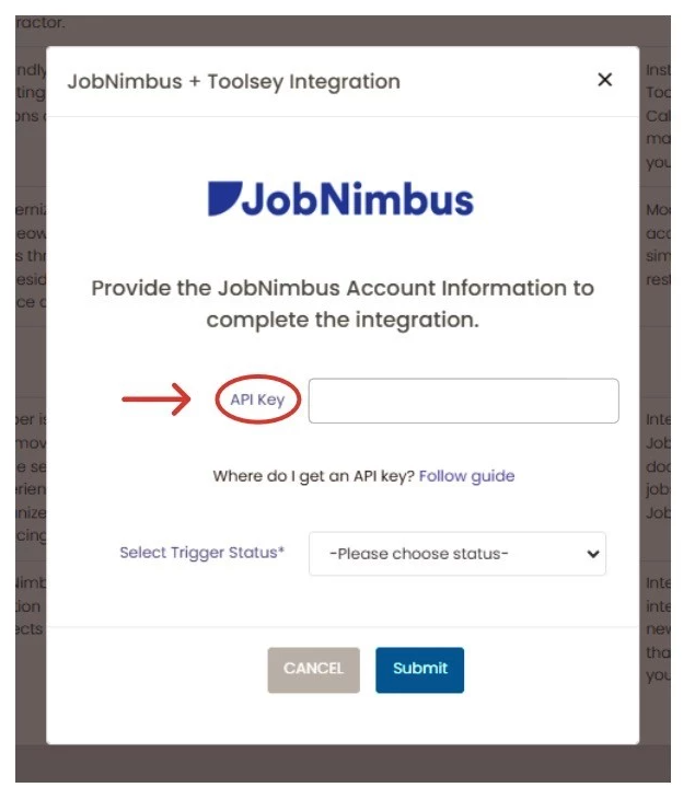 How Do I Enable the JobNimbus Integration With Toolsey?